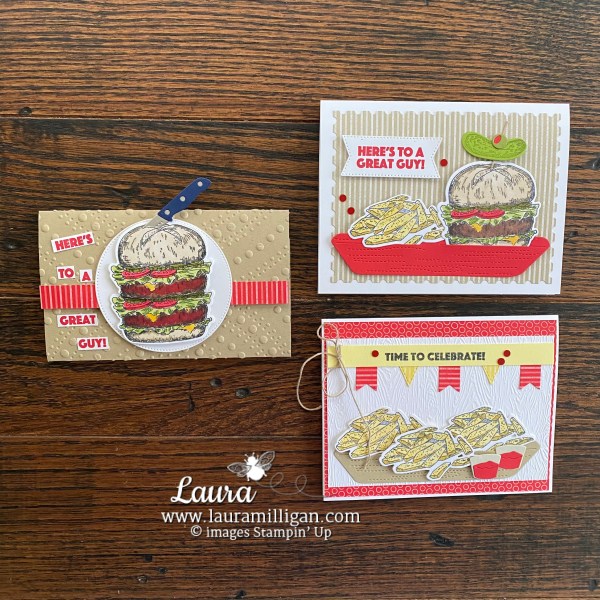 Video Tutorial! Three Cards with the Bistro Burger Bundle! - LauraMilligan