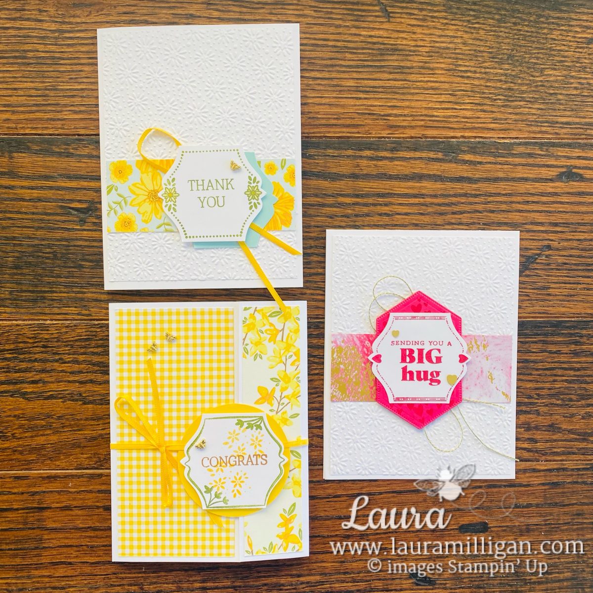 Stampin' Up! Hugs for Love & Bright Borders Trio of Cards - LauraMilligan